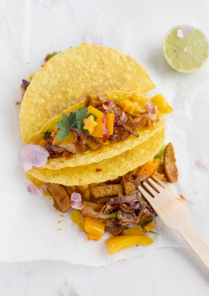 Vegan Mango Chicken Tacos